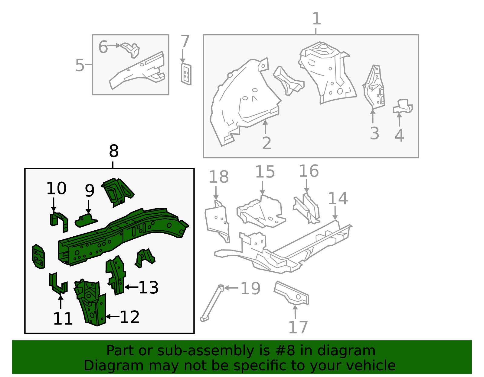 2019-2025 GM Passenger Side Front Compartment Side Rail 84526303 GM ...