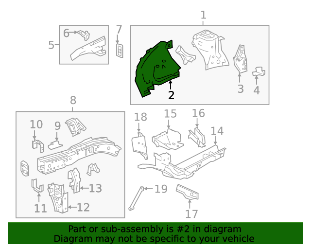 2017-2022 GM Front Passenger Side Wheelhouse Front Panel 84712719 ...