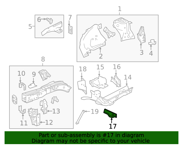 2017-2023 GM Passenger Side Number 1 Floor Panel Cross Bar Extension ...