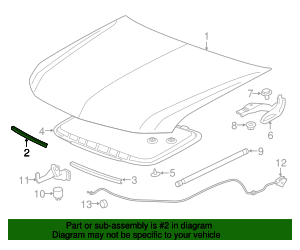 2015-2022 Chevrolet Colorado Driver Side Hood Front Edge Weatherstrip ...