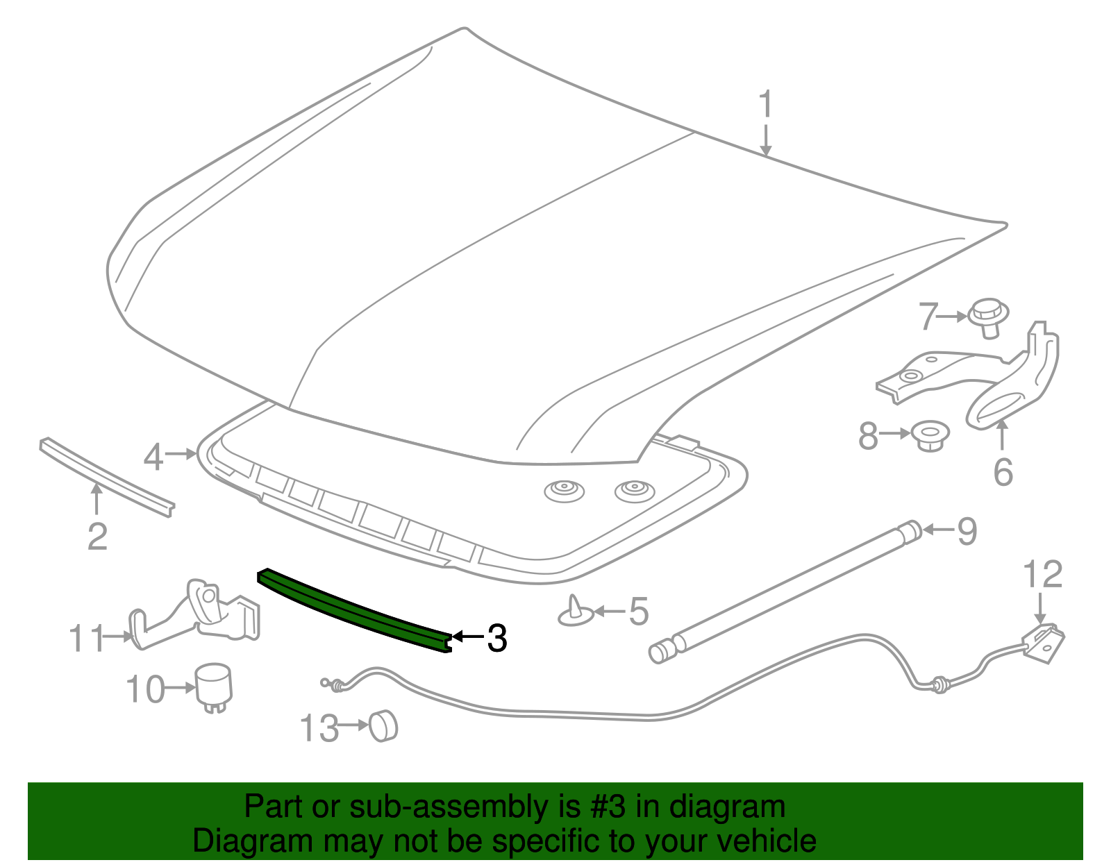 2015-2022 GM Hood Weatherstrip 23248589 GM | GMPartsDirect.com