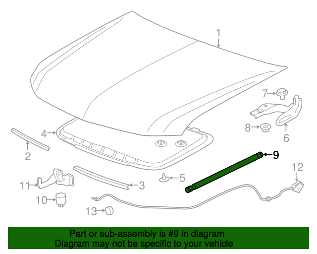 (Replaces 23167779) Driver Side Hood Strut 85620978 GM | GMPartsDirect.com