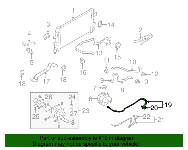 2008-2018 GM Throttle Body Heater Inlet Pipe 25192905 GM ...