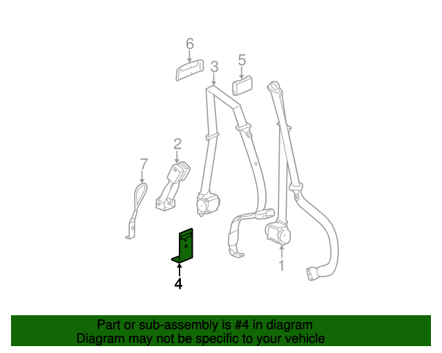 2007-2019 GM Rear Center Seat Belt Retractor Bracket 15792091 GM ...