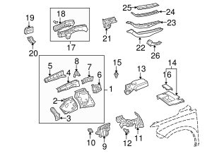 57164-0E010 - Front Reinforced - 2004-2015 Lexus | MyLexusParts