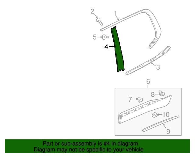 2018-2023 Chevrolet Traverse Rear Passenger Side Door Window Frame ...