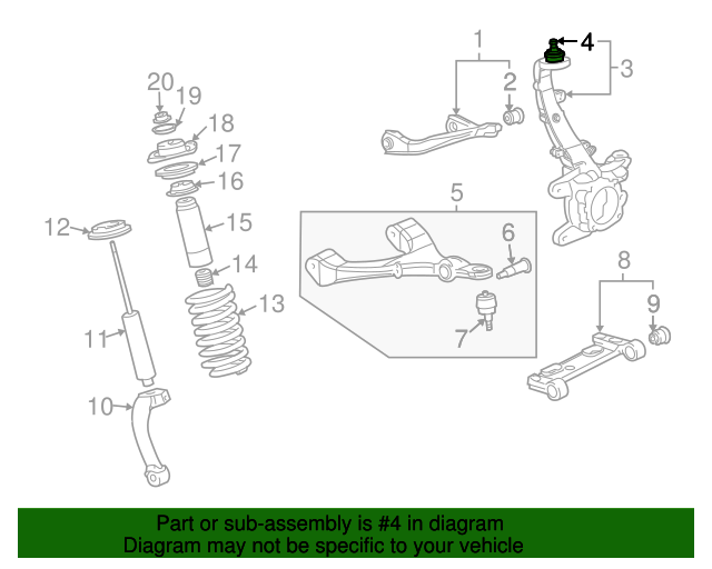 2002-2009 GM Front Upper Suspension Control Arm Ball Stud Kit 19133638 ...