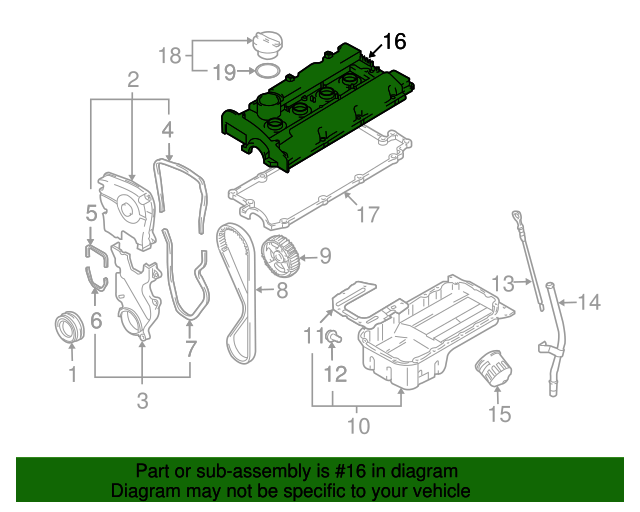 Hyundai - 22410-23100 - Valve Cover - 2004-2009 Hyundai | OEM Hyundai ...