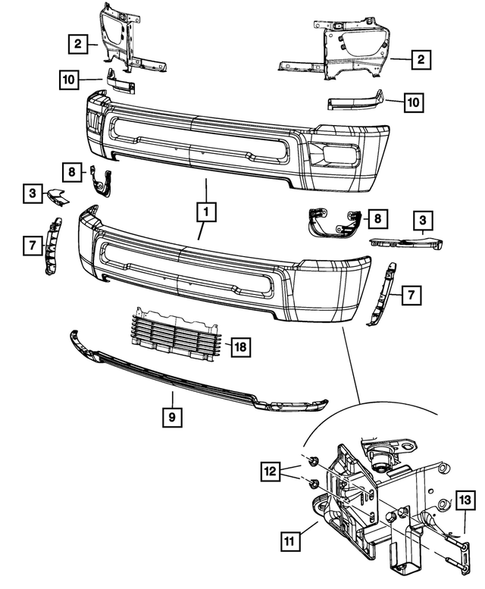 Front Bumper and Fascia for 2017 Ram 3500 | My Mopar Parts