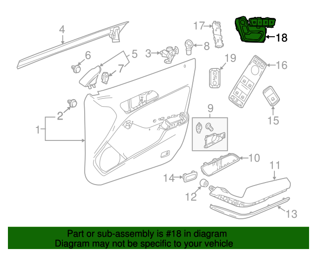 246-905-71-03 - Power Seat Switch 2015-2016 Mercedes-Benz ...
