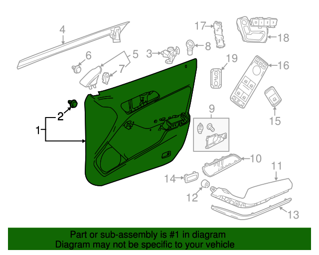 117-720-71-00-8S77 - Door Trim Panel - 2014-2019 Mercedes-Benz ...