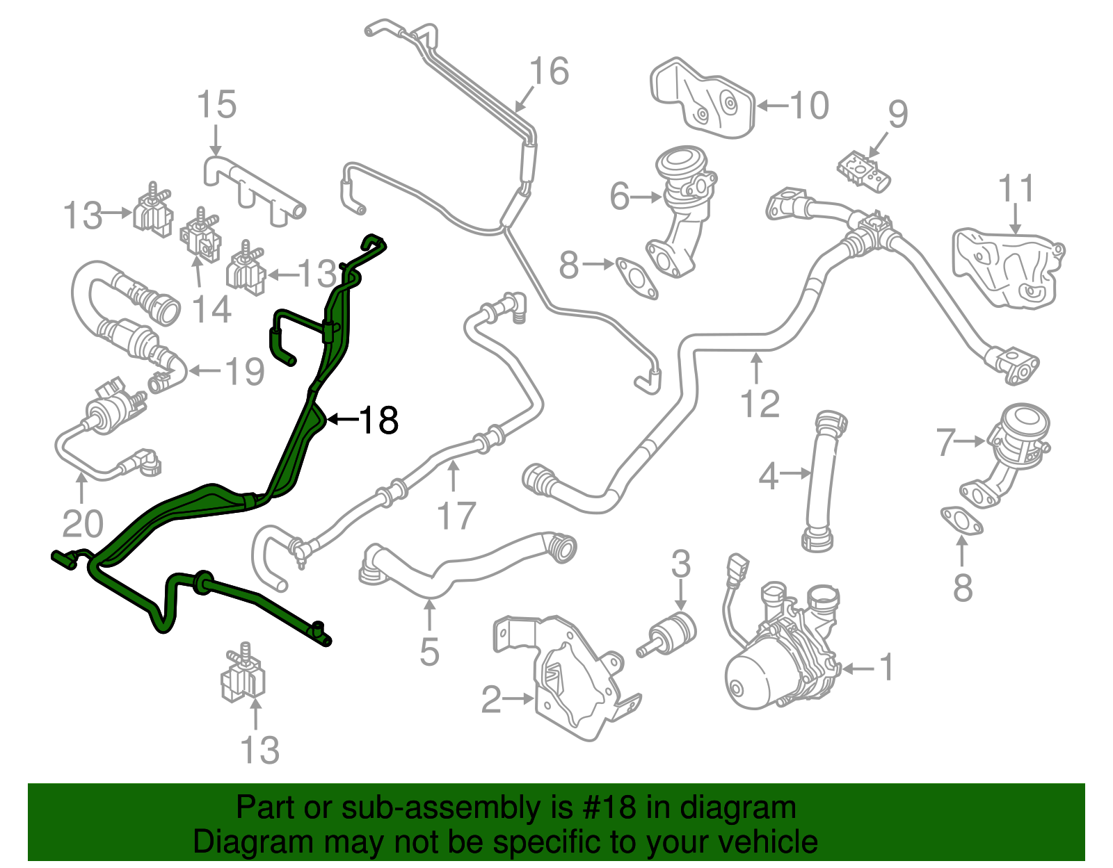 2011-2018 Porsche Cayenne Secondary Air Injection Pump Hose 958-110-773 ...