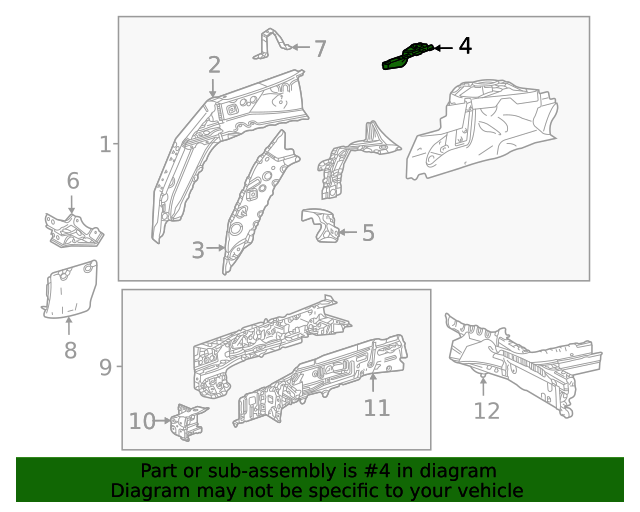 2021-2023 Toyota Sienna Fender Rail Bracket 53715-08020 | Toyota Parts ...