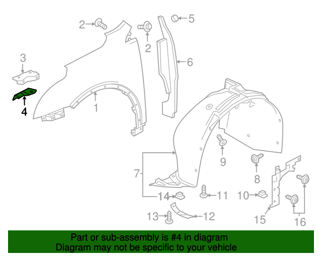 2017-2023 Cadillac XT5 Driver Side Front Fender Bracket with Nut ...