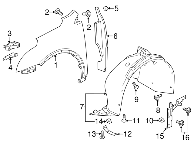2017-2019 Cadillac XT5 Fender Front Bracket - Passenger Side (RH ...