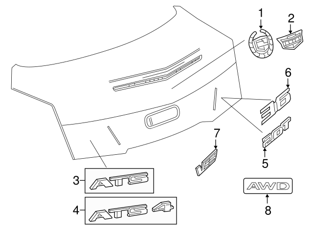 2015-2019 Cadillac ATS Galvano Silver Deck Lid ATS Emblem 23469270 GM ...