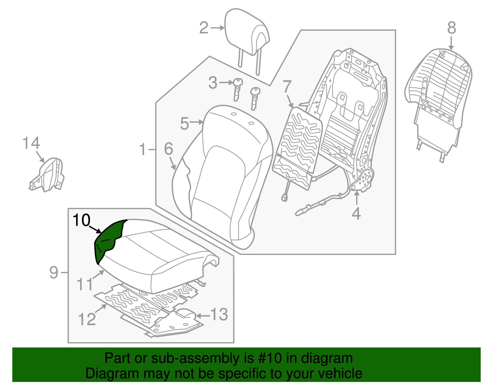 2013-2016 Hyundai Santa Fe Sport Seat Cushion Pad 88150-4Z010 | Gary ...