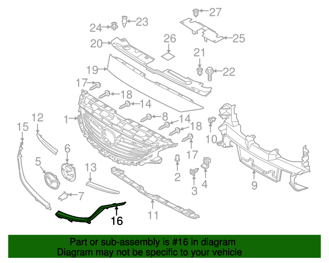 2014-2017 Mazda 6 Lower Molding GHP9-50-7K1C | Mazda-Parts