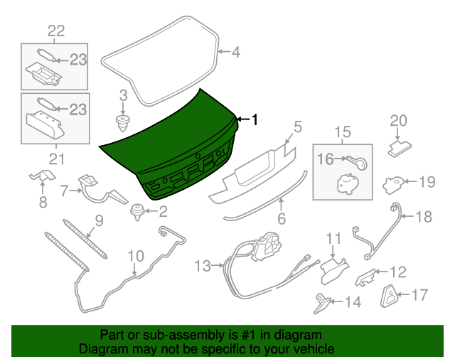 41627172332 - 2009-2015 BMW Trunk Lid (41-62-7-172-332) | BMW of South ...