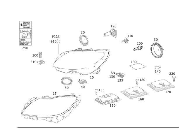 221-820-09-56 - Daytime Running Lamp 1998-2014 Mercedes-Benz | Mercedes ...