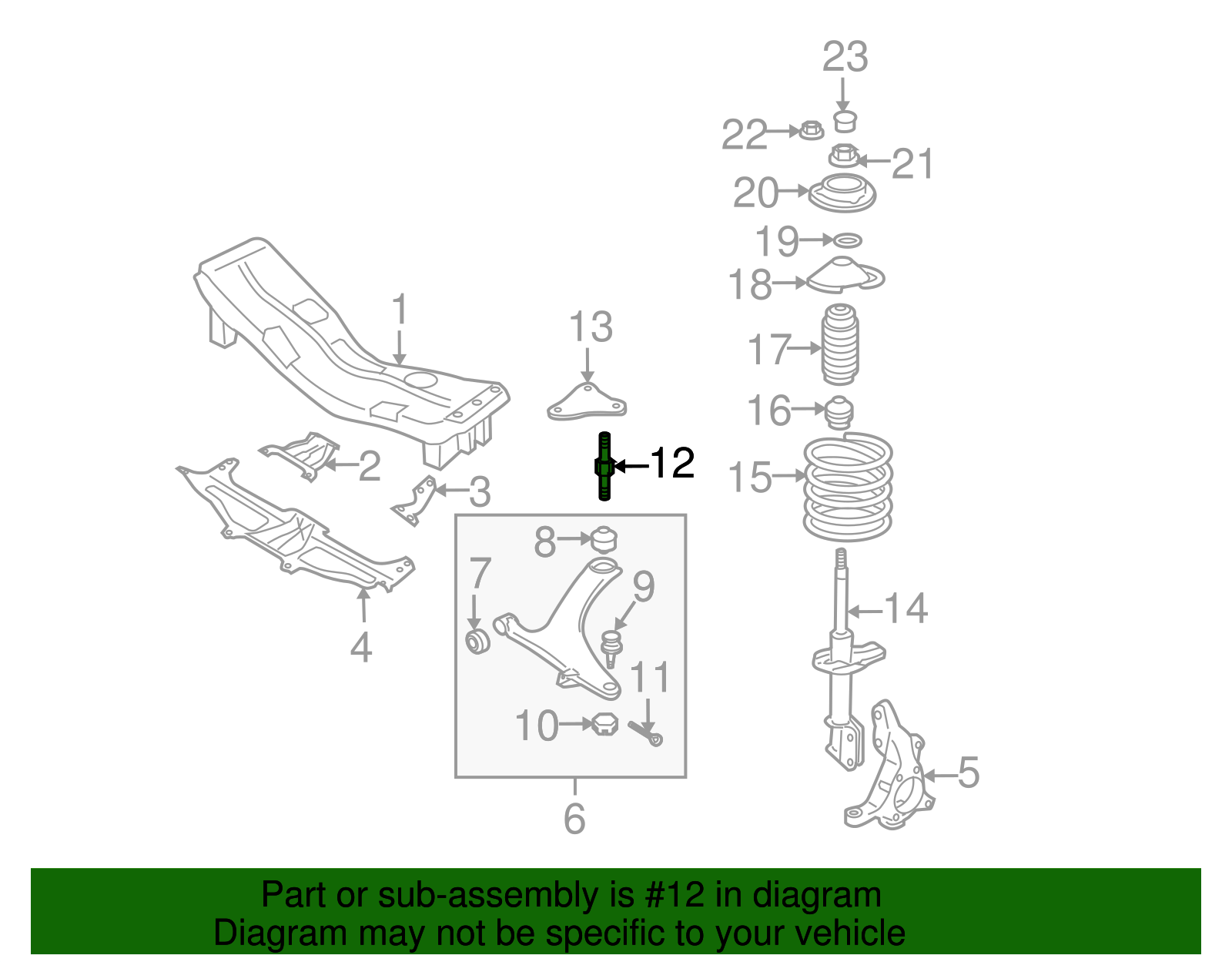 2005-2014 Subaru Lower Control Arm Bolt 901370009 | Subaru Parts Guys