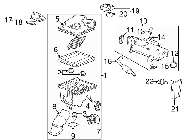 20940167 - Air Cleaner Outlet Duct 2012-2016 Cadillac SRX | Group 1 ...