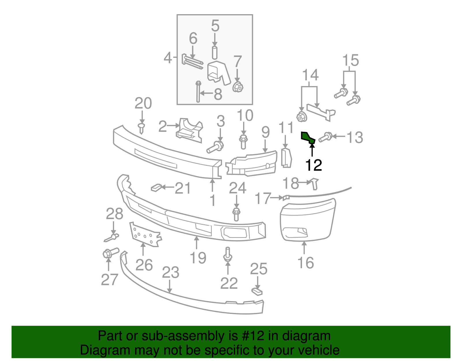 2007-2013 Chevrolet Silverado 1500 Front Driver Side Bumper Impact Bar ...