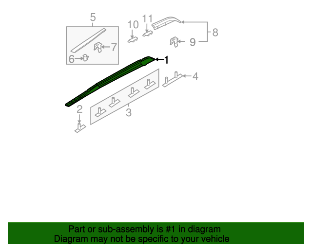Genuine OEM Side Rail Assembly Part# 87270-2E000-ZI Fits 2005-2009 ...
