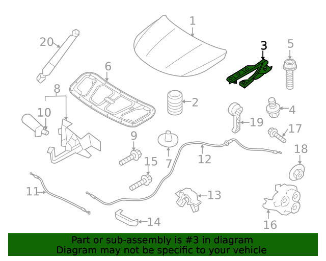 66910-P2000 - Hood Hinge 2021-2023 Kia Sorento | Kia.Parts Store