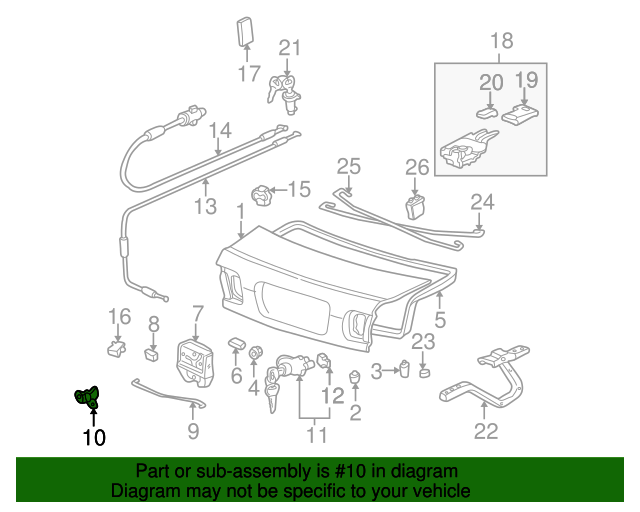 74862-SE3-003 - Striker, Trunk - 1986-2011 Honda | Genuine Honda Parts
