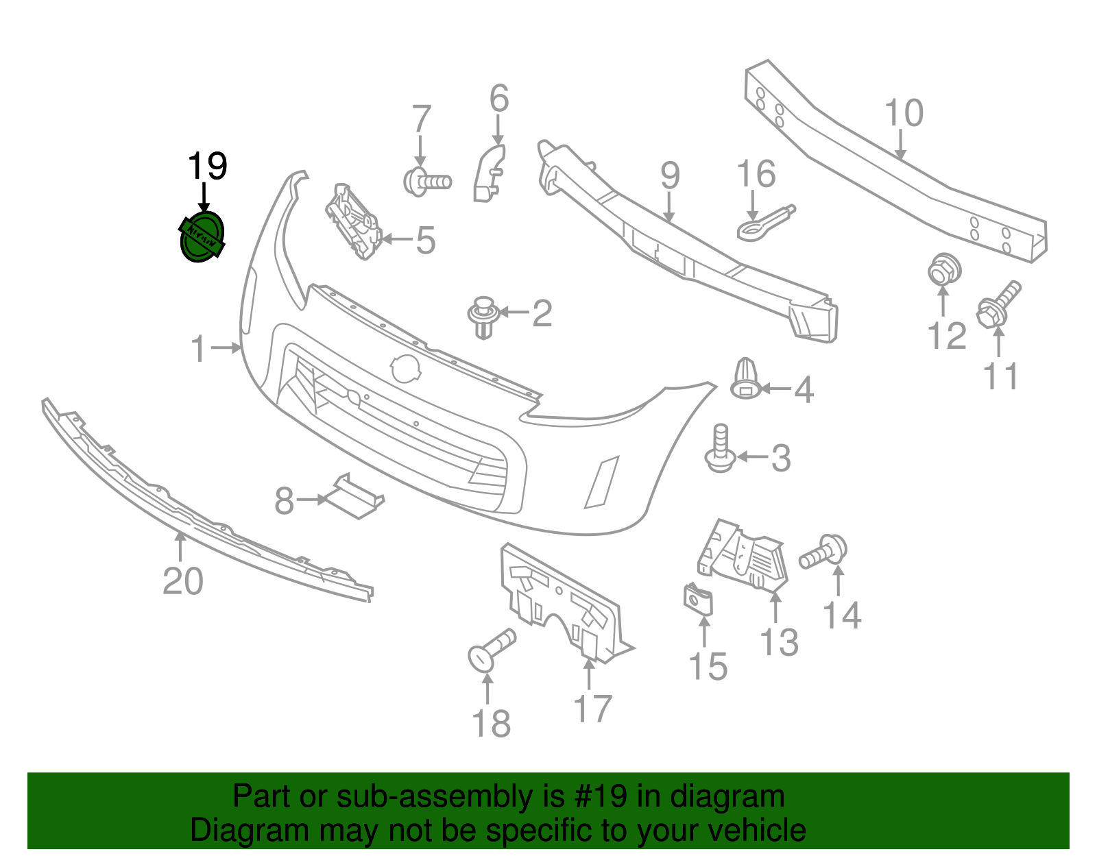 2003-2020 Nissan Bumper Cover Emblem 62890-CD000 | Bill Kay Nissan Parts
