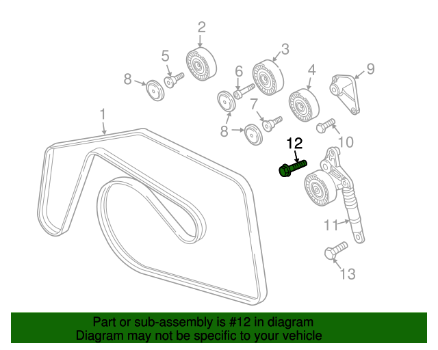 2011-2012 Audi Q7 Tensioner Upper Bolt WHT-004-920 | Audi USA Parts