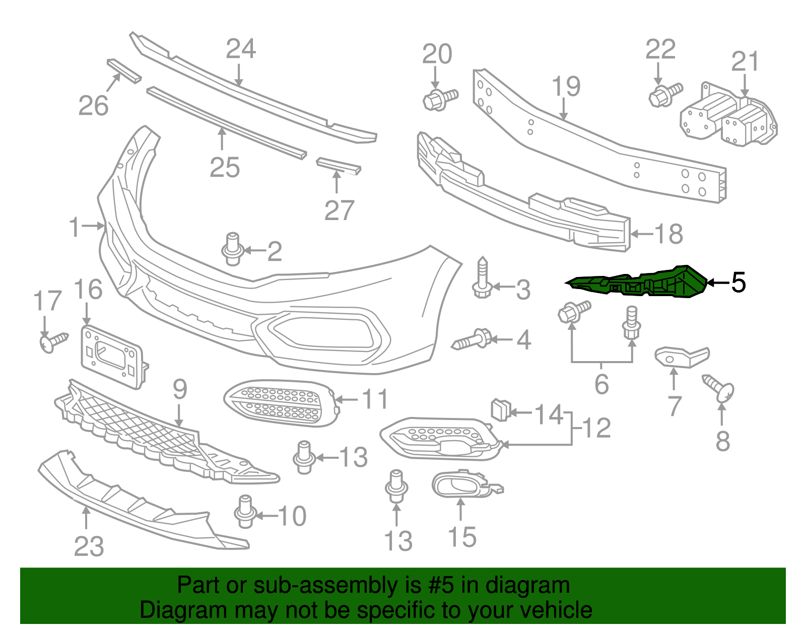 71140-TS8-A51 - 2014-2015 Honda Civic - Beam Assembly R Front Bumper ...