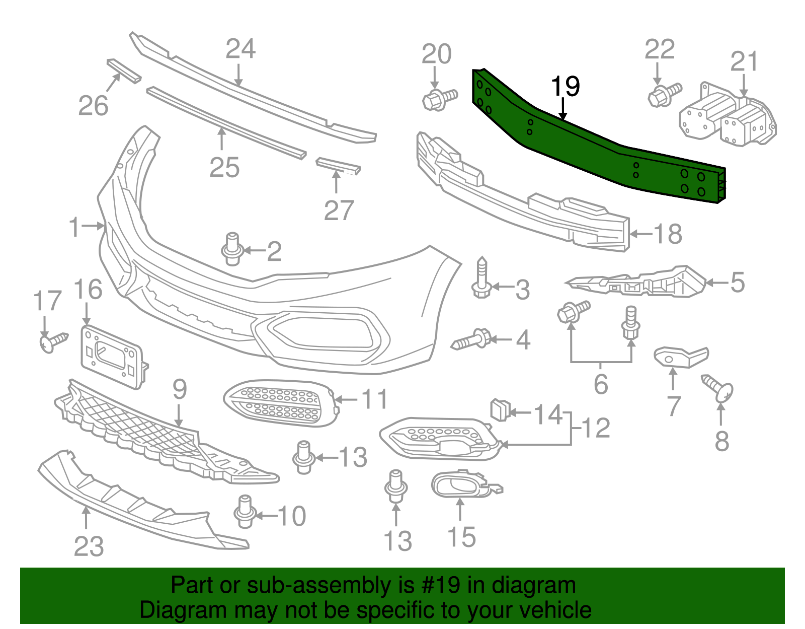 71130-TS8-A50 - 2014-2015 Honda Civic - Beam Assembly Front Bumper ...