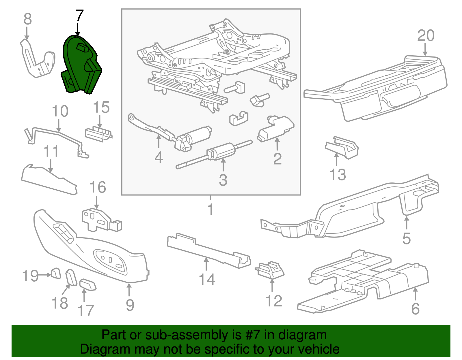 2013-2014 Cadillac ATS Brownstone Passenger Seat Inner Recliner Finish ...