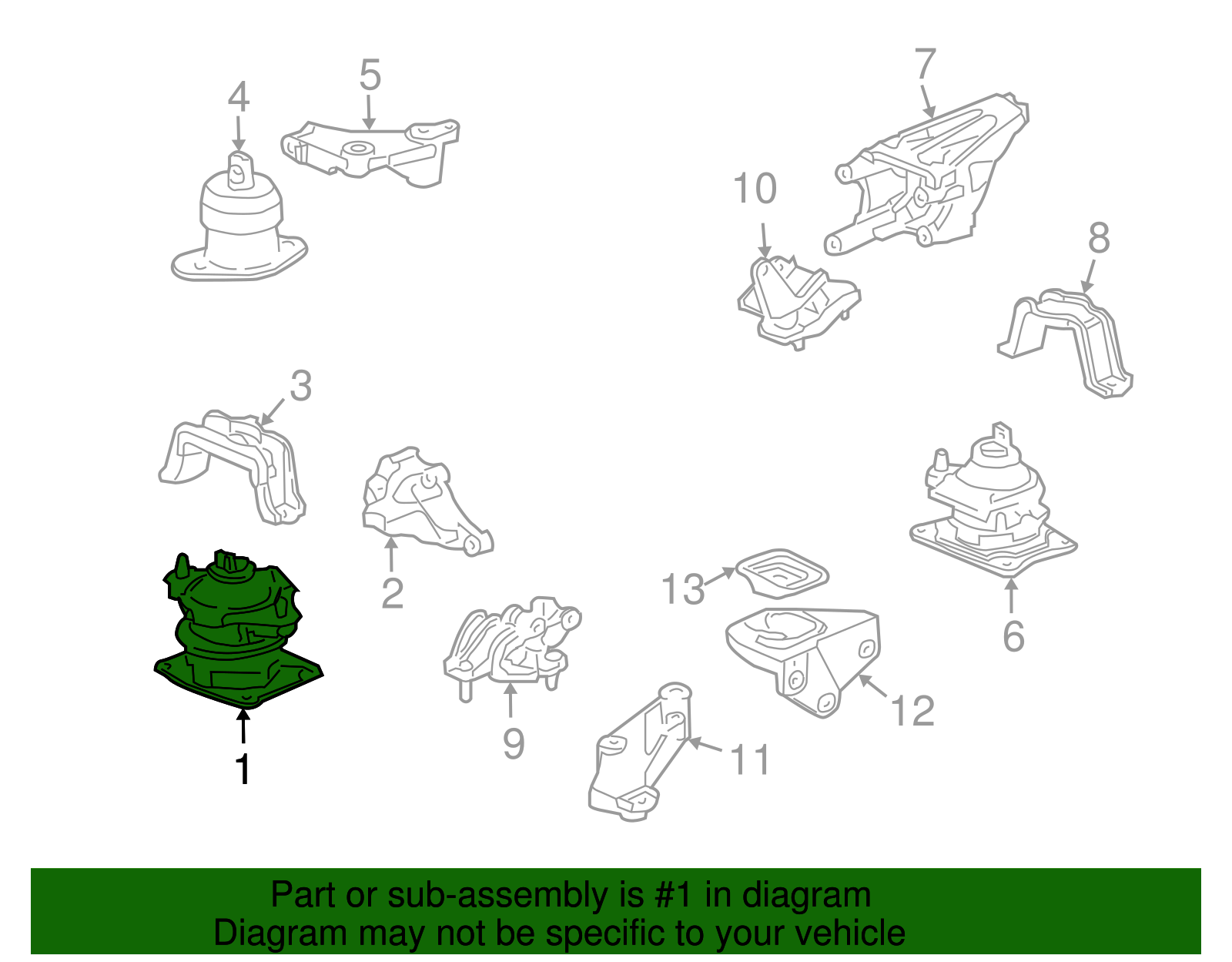 50830-SDA-A11 - 2003-2007 Honda Accord - Rubber Assembly Front Engine Mounting (Mt) | Genuine ...