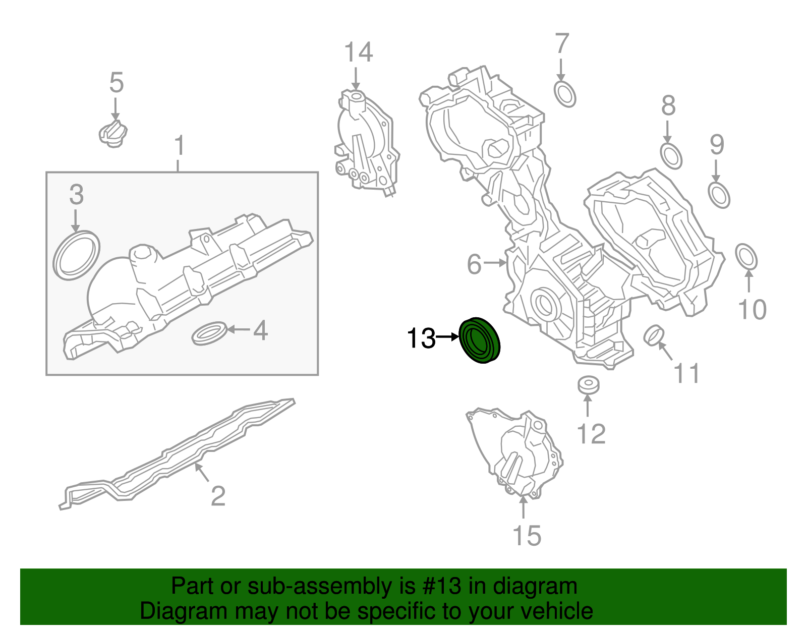 2007-2024 Nissan Crankshaft Seal 13510-1LA0A | Nissan Parts Central