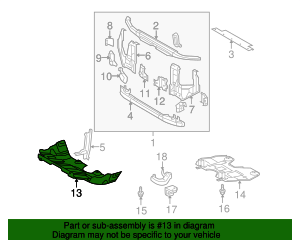 Toyota Radiator Support Splash Shield 51405-04010 | Auto Parts