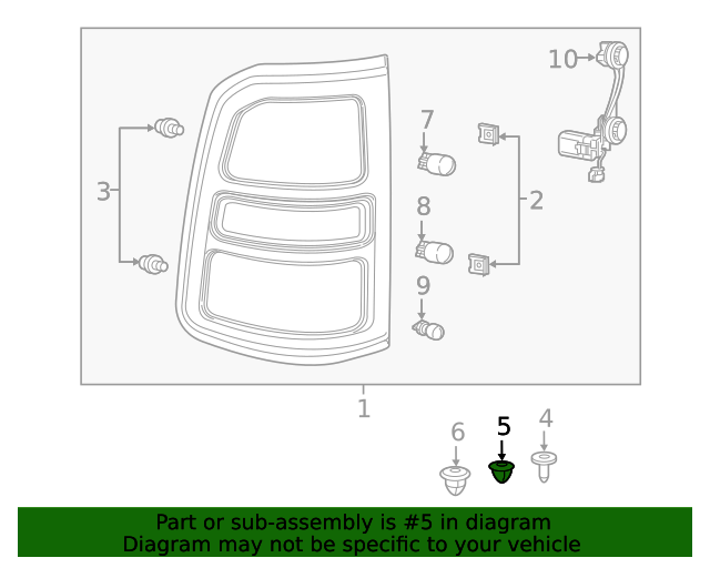 2016-2021 Fiat Tail Lamp Assembly Grommet 6511668AA | TascaParts.com