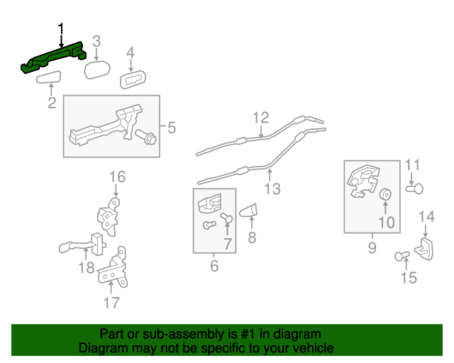 2012-2017 Toyota Camry Exterior Door Handle (Left, Right, Front, Rear ...