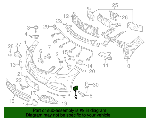 Genuine OEM Bumper Cover Support Rail Nut | 003-994-30-45 | Fits Select ...