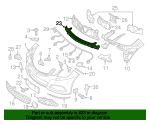 212-885-04-65 - Bumper Cover Support Rail 2010-2011 Mercedes-Benz ...