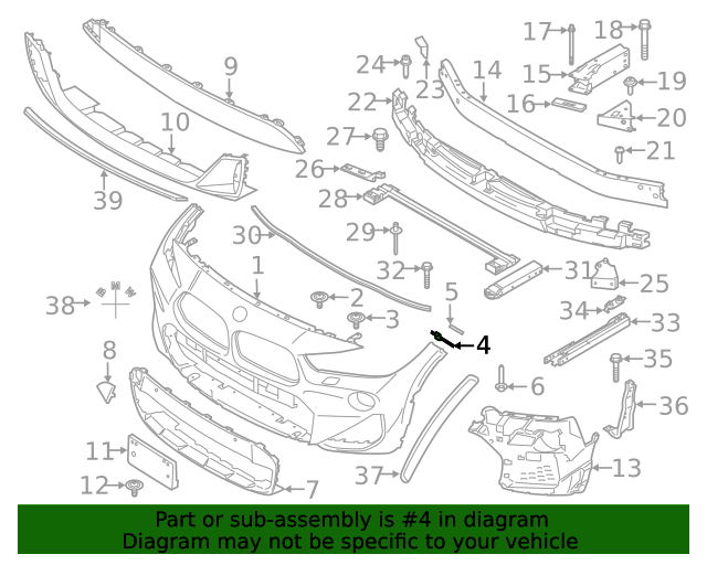 51117428998 - 2018-2023 BMW X2 Bumper Cover Insert (51-11-7-428-998 ...