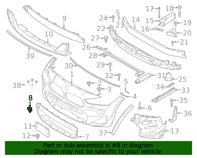 51118089905 - 2019-2023 BMW X2 Tow Bracket Cover (51-11-8-089-905 ...