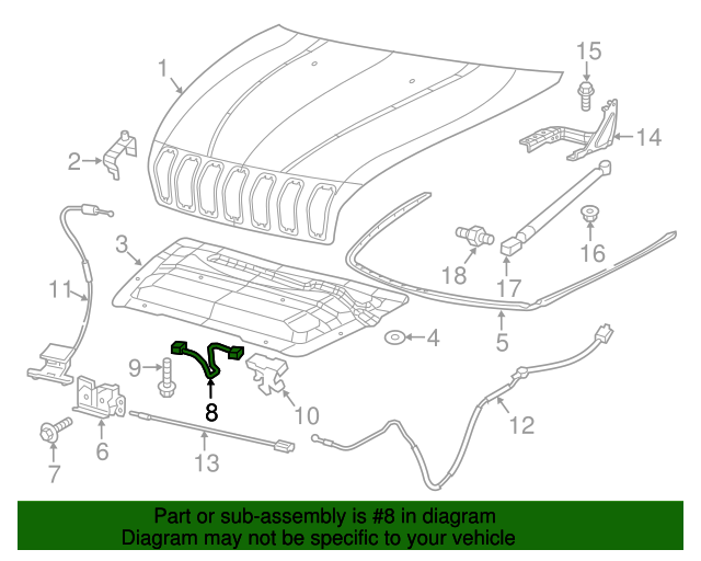 2014-2020 Jeep Cherokee Hood Latch Striker Plate 68143722AC ...