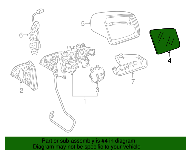 166-810-11-19 - Door Mirror Glass 2011-2019 Mercedes-Benz ...