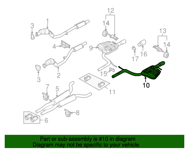 4F0-253-609-BN - Resonator & Pipe 2009-2011 Audi A6 Quattro | Audi OEM ...