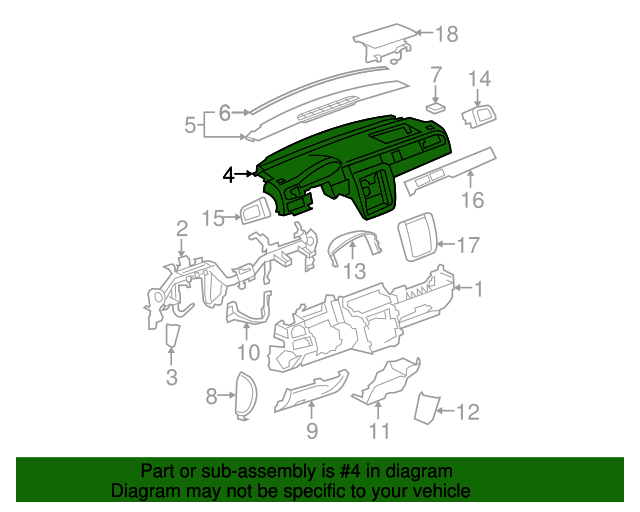 2012-2013 Chevrolet Avalanche Dark Titanium Instrument Panel 23224744 ...