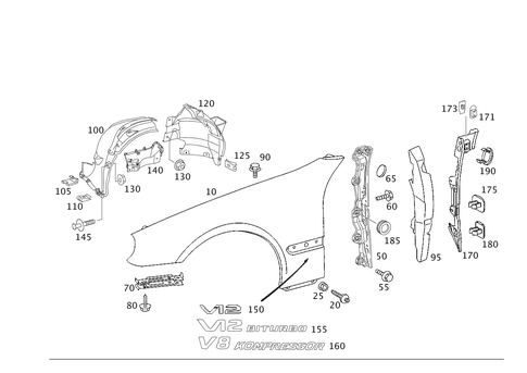 Front Fender for 1999 Mercedes-Benz CL500 | Mercedes-Benz USA Parts