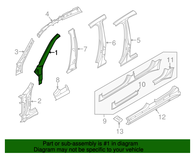 2010-2016 Porsche Panamera Windshield Pillar 970-503-961-00-GRV ...